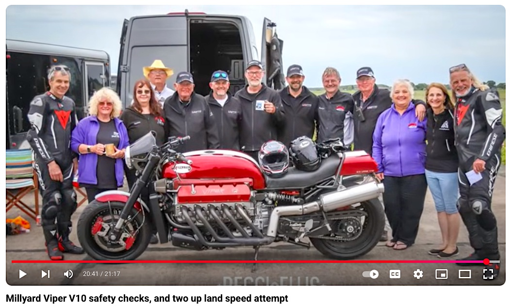 millyard cole record breaking V10 viper motorcycle